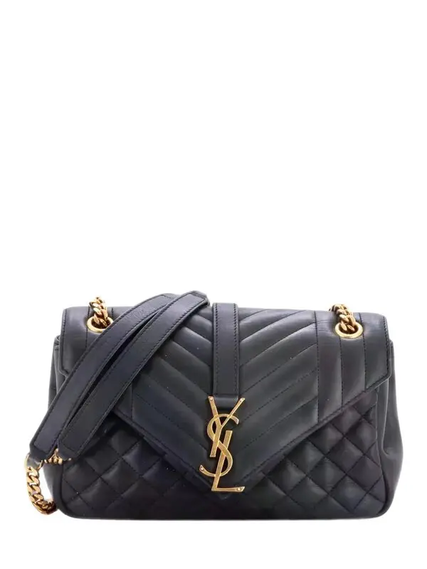 Saint Laurent Classic Monogram Envelope Satchel Mixed Matelasse Leather Medium Shoulder Bag - Green