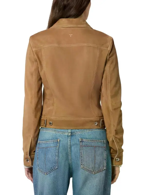 TOD'S Trucker Jacket In Pashmy Suede - Brown