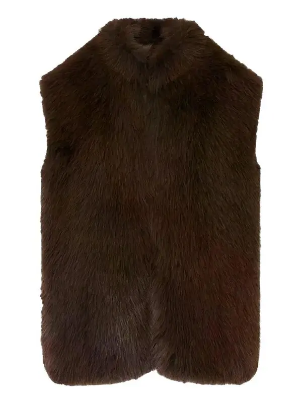 Liu Jo Faux-fur Vest With Belt - Brown