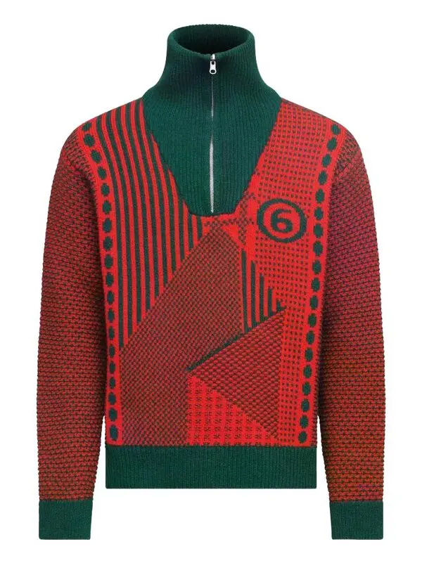 MAISON MARGIELA Patchwork-knit Reversible Sweater - Red