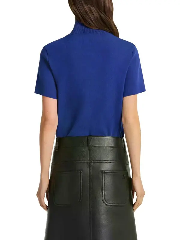 COURREGES Milano Knit Ribbed-collar Top - Blue