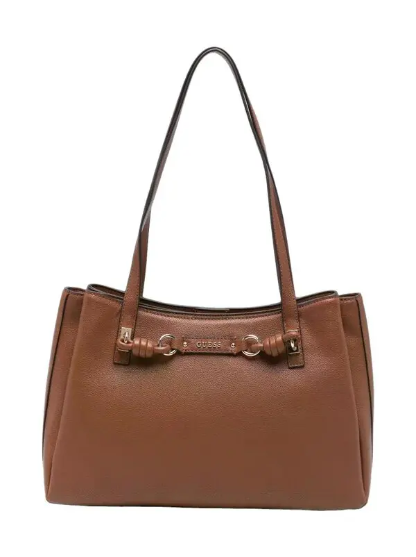 Guess Logo-plaque Knotted-detail Tote Bag - Brown