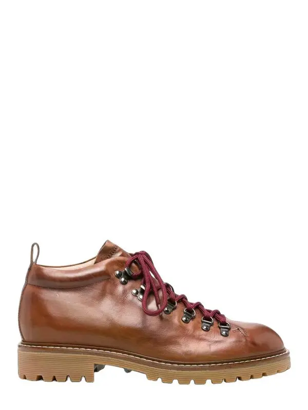Eleventy Lace-up Leather Hiking Boots - Brown