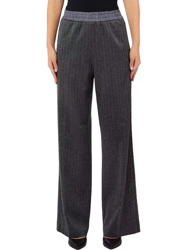 Liu Jo Pinstriped Rhinestone-embellished Jeans - Grey