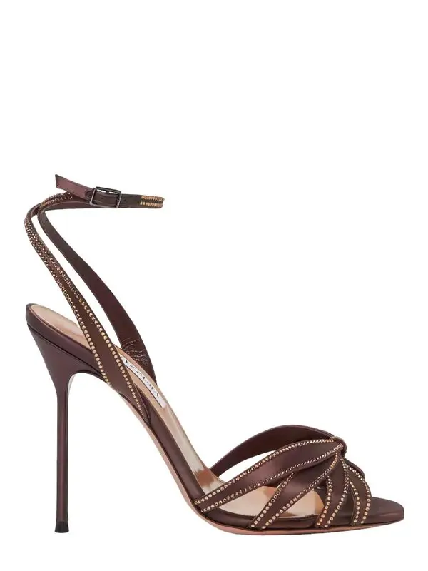 AQUAZZURA Soulmate Crystal-embellished Heeled Sandals - Brown