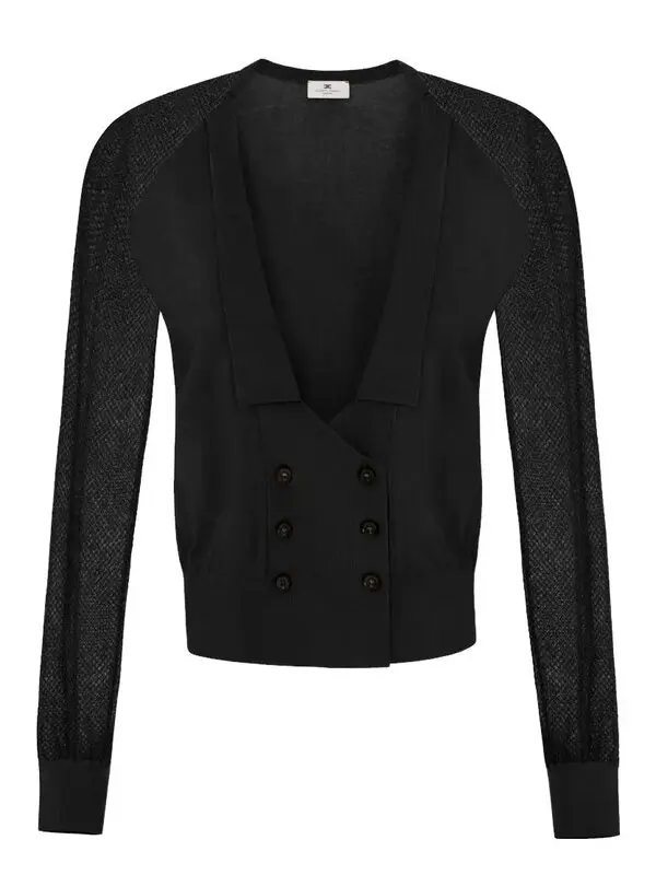 Elisabetta Franchi Cardigan In Mesh Knit - Black