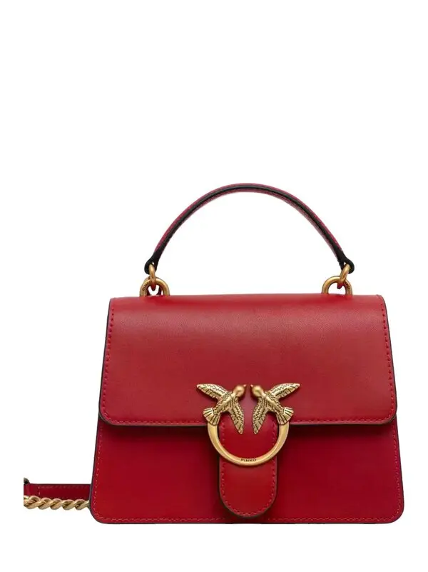 Pinko Love Birds Hardware Leather Handbag - Red