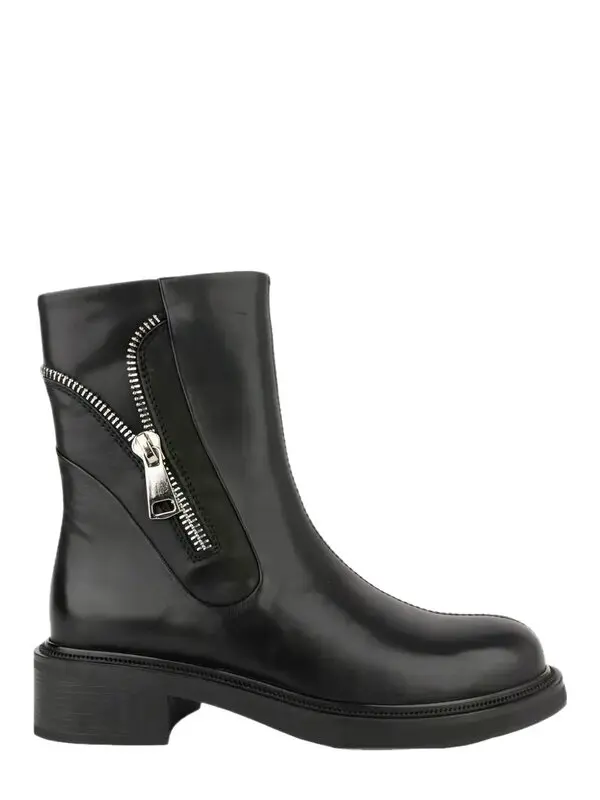LINDA BAUMANN Zip-detail Leather Boots - Black