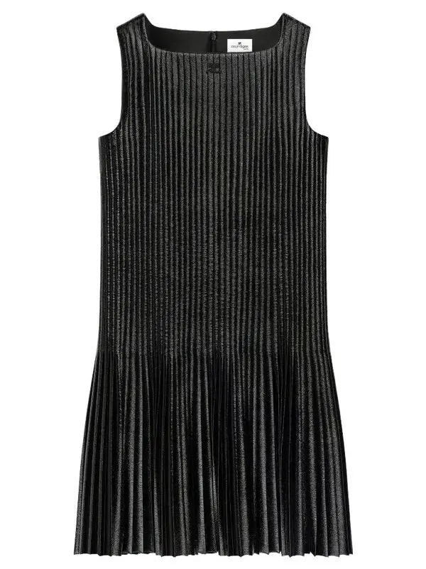 COURREGES Pleated Vinyl Mini Dress - Black