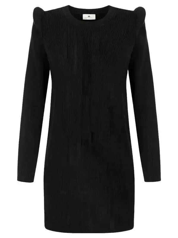 Elisabetta Franchi Mini Dress In Knit Fabric With 3d Details - Black