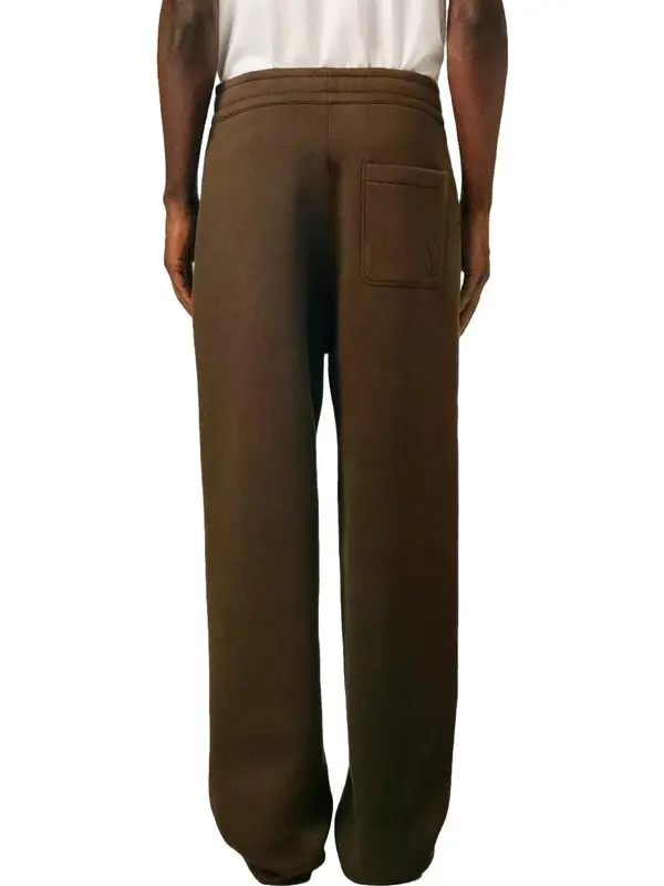 AMI Paris Cotton Track Pants With Embossed De Coeur - Brown