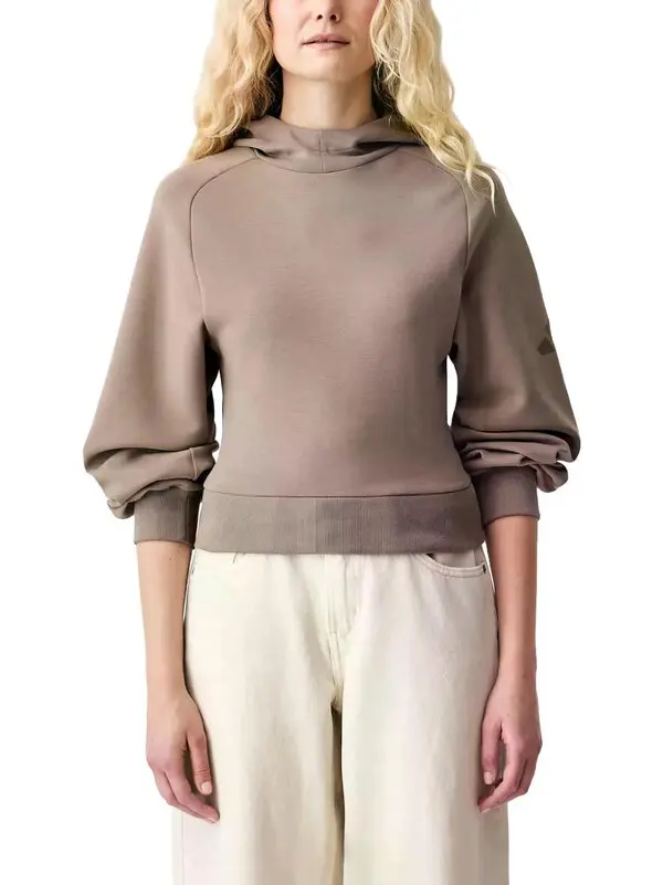 Adidas Soft Lux Logo-patch Long-sleeve Hoodie - Brown