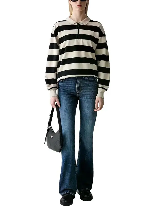 Adidas Striped Quarter-zip Polo Shirt - Neutrals