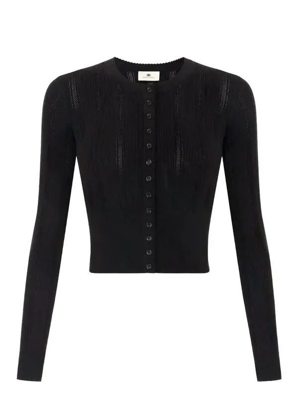 Elisabetta Franchi Knit Openwork Cardigan - Black