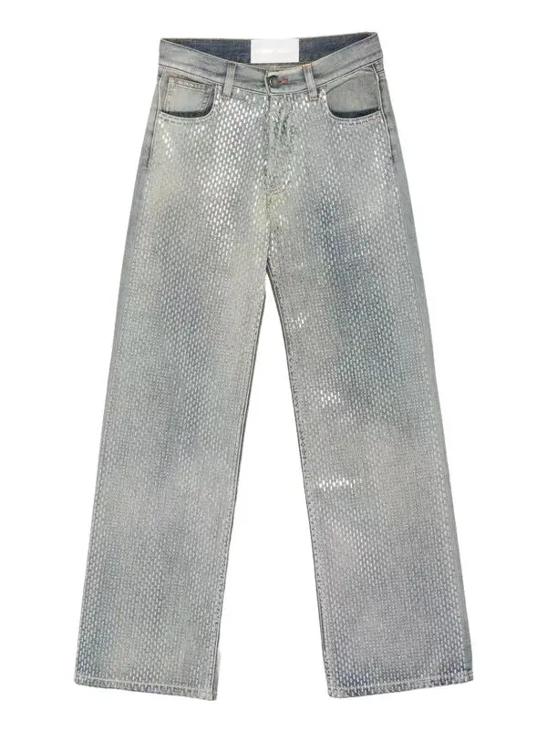 CIRCUS HOTEL Sequin-embellished Wide-leg Jeans - Blue