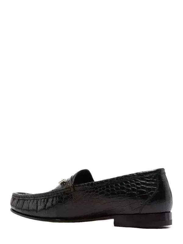 TOM FORD Crocodile-effect T-bar Loafers - Black
