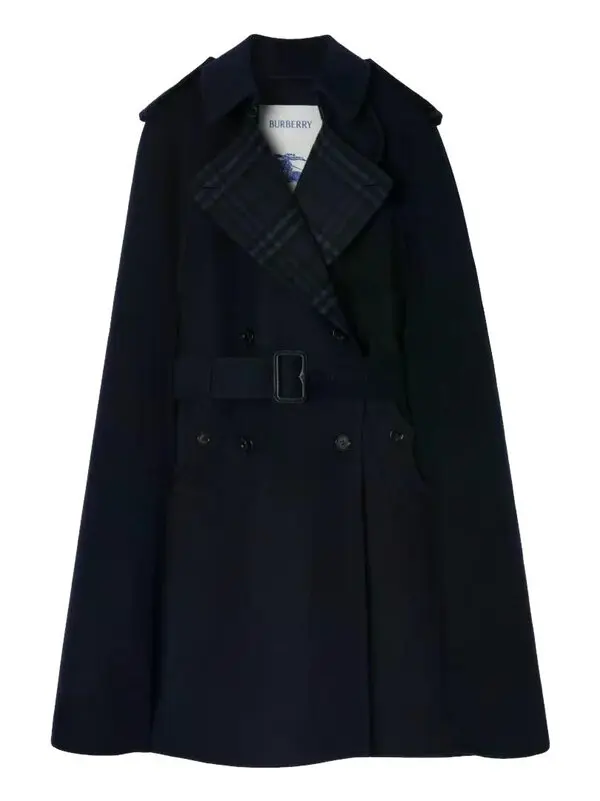 Burberry Wool Belmont Trench Cape - Blue