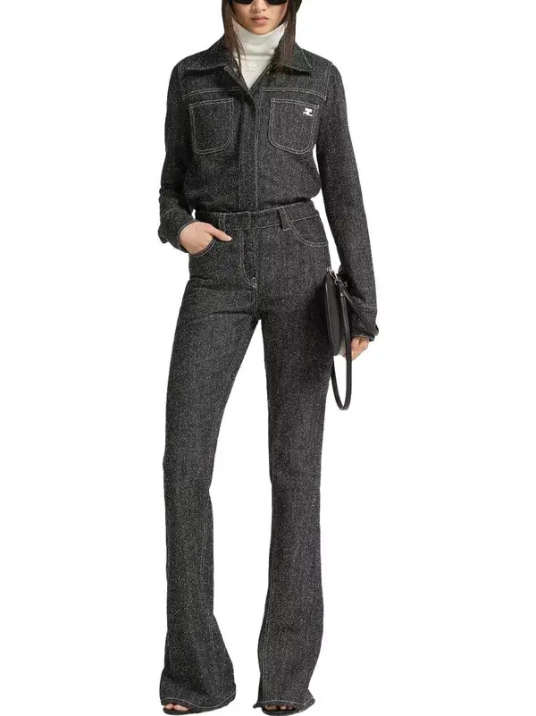 COURREGES Denim Tweed Shirt Jacket - Black