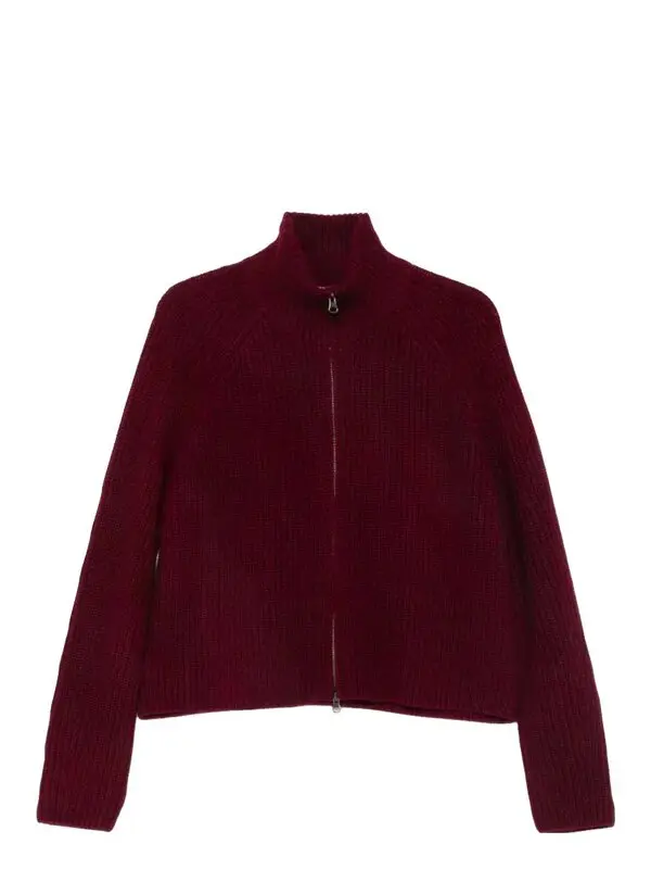 LISA YANG Sadie Ribbed-knit Zip-up Cardigan - Red