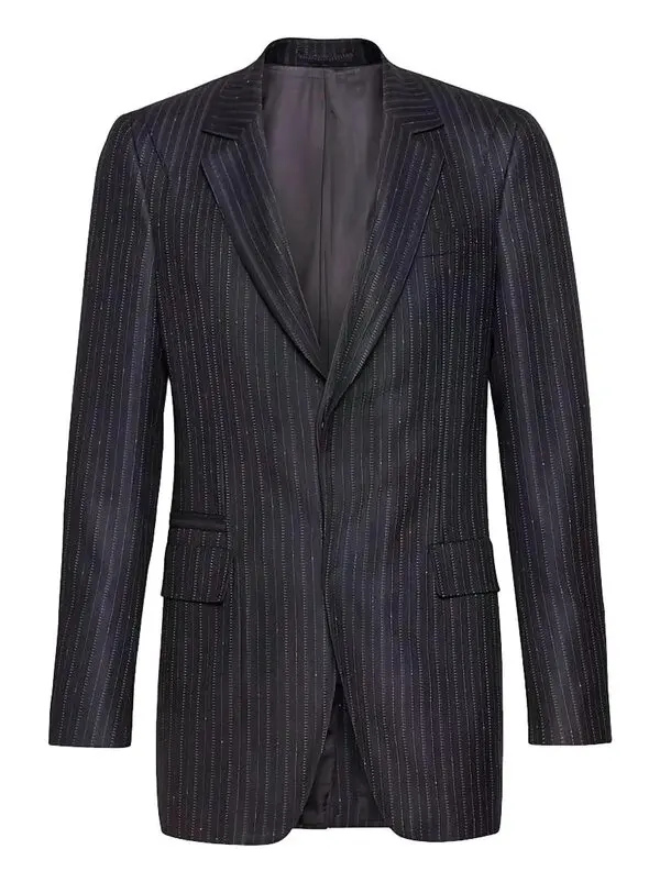 FERRAGAMO Pinstripe-pattern Single-breasted Blazer - Blue