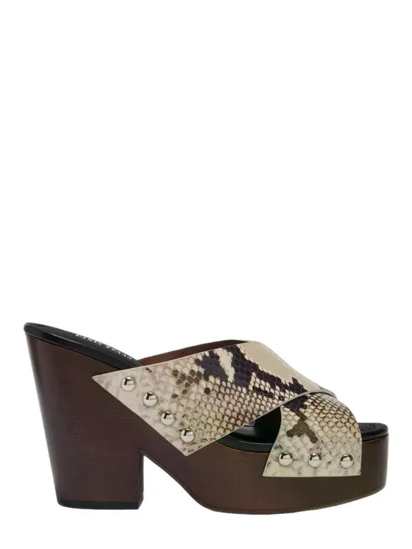 Paris Texas Marisol Snakeskin-effect Studded Sandals - Neutrals
