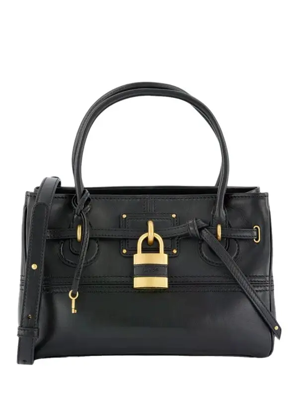 Chloé Padlock Leather Tote Bag - Black