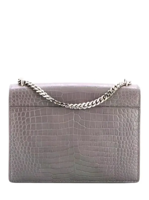 Saint Laurent Sunset Crocodile Embossed Leather Medium Crossbody Bag - Grey
