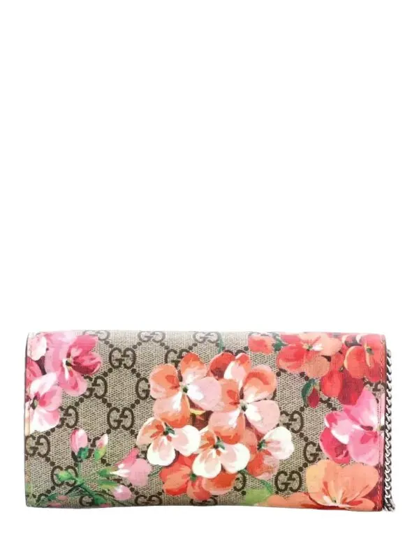 Gucci Dionysus Chain Wallet Blooms Print Gg Coated Canvas Long Clutch Bag - Brown