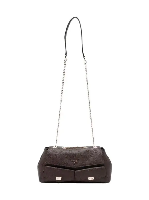 Guess Logo-embossed Chain-strap Shoulder Bag - Brown