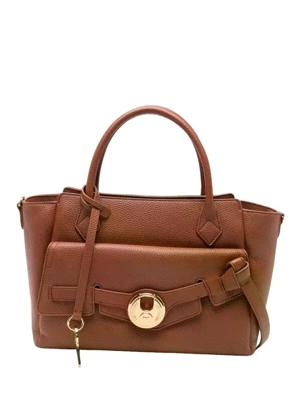 Moschino Logo Plaque Tote Bag - Brown
