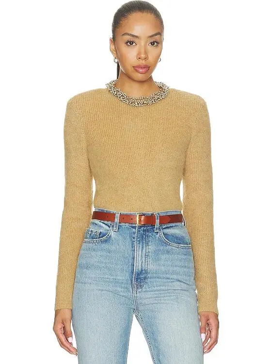 SELF-PORTRAIT Beaded Trim Knit Jumper In . Also - Brown