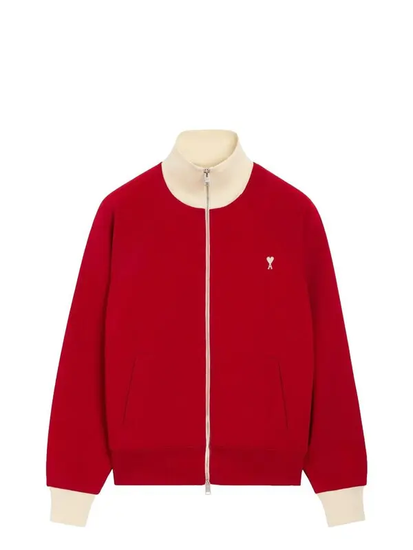 AMI Paris De Coeur Zipped Sweatshirt - Red