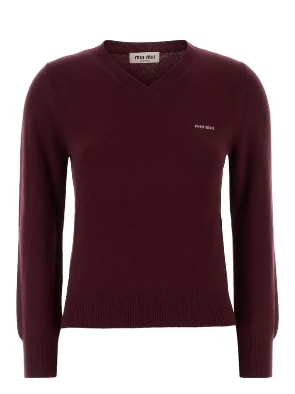 Miu Miu V-neck Jumper - Amaranth