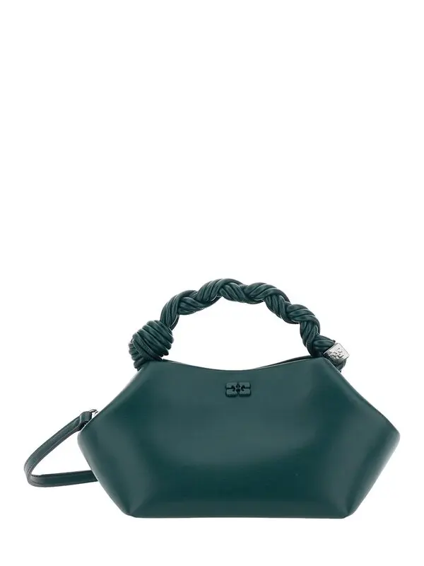 GANNI Bou Small Handbag With Braided Handle - Green