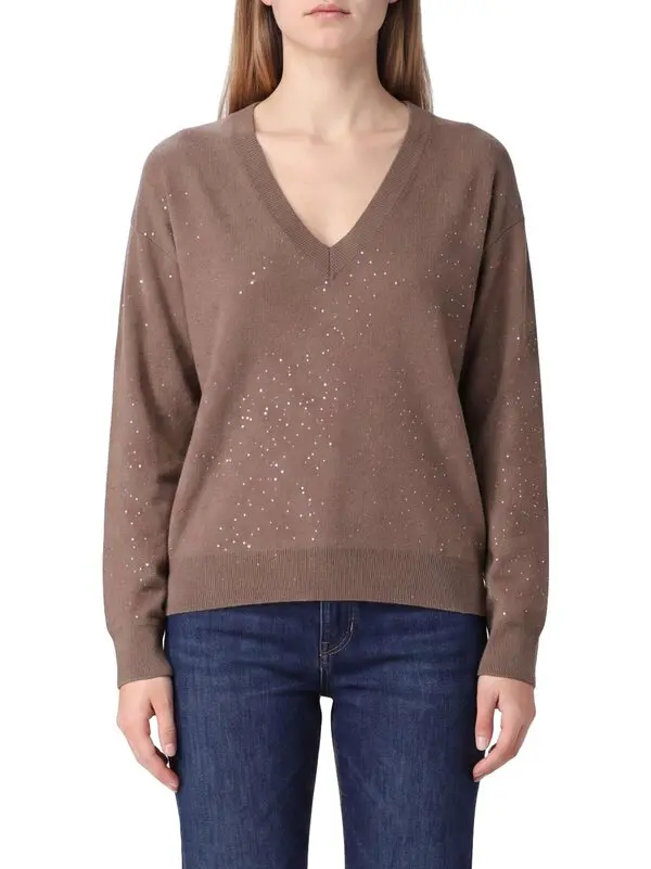 Herno V-neck Embellished Pullover - Cocoa