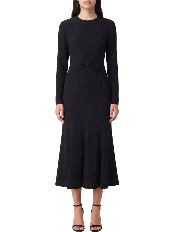 Alberta Ferretti Long Sleeve A-line Midi Dress - Black