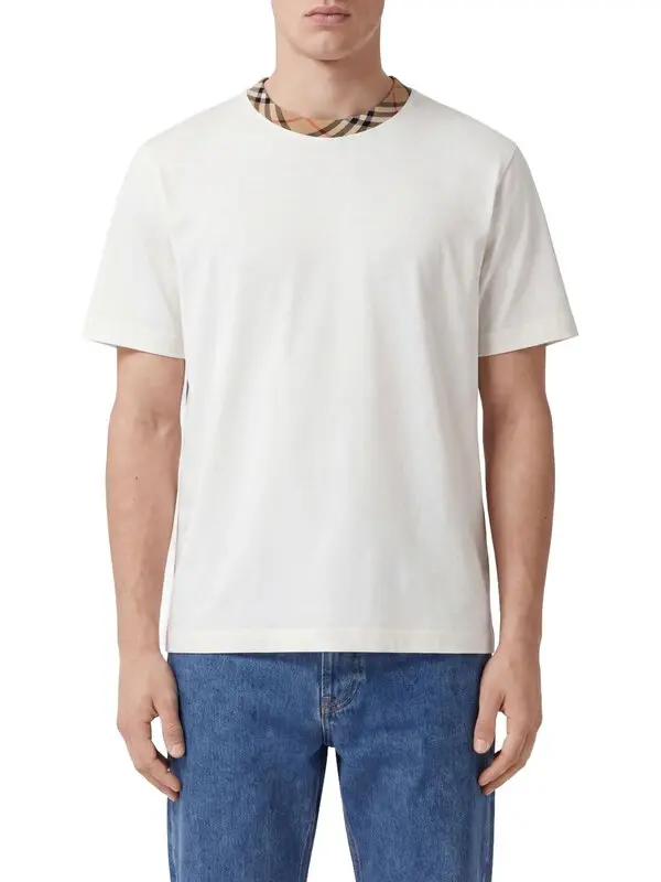 Burberry Crewneck Cotton T-shirt With Contrast Trims - White