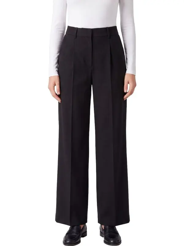 Erika Cavallini High-waisted Wide-leg Wool Blend Trousers - Black
