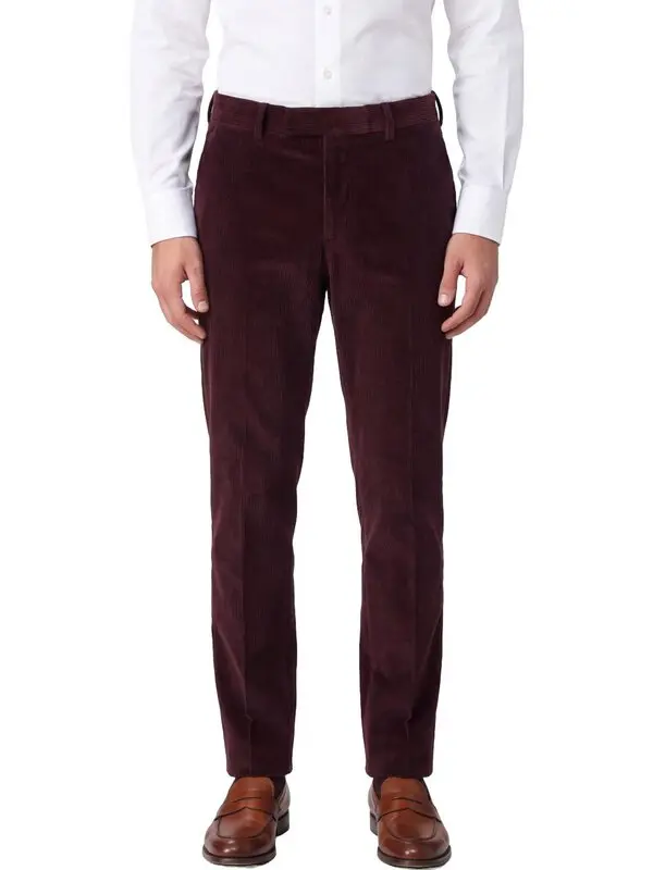 PT TORINO Slim Fit Corduroy Cotton Chino Trousers - Plum
