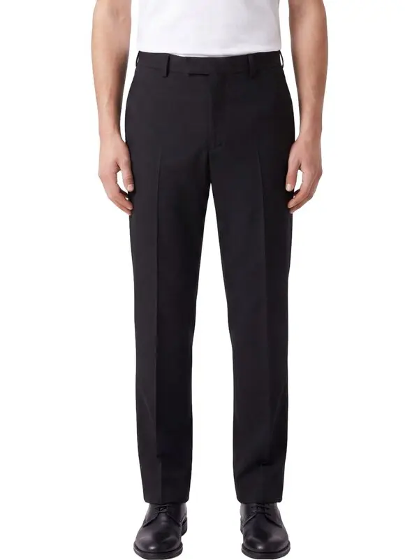 PT TORINO Slim Fit Pure Virgin Wool Tailored Pants With Flap Pockets - Black