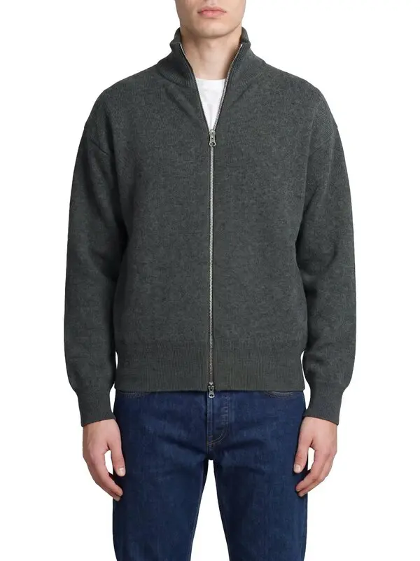 Extreme Cashmere Dropped Shoulder Turtleneck Cardigan - Grey