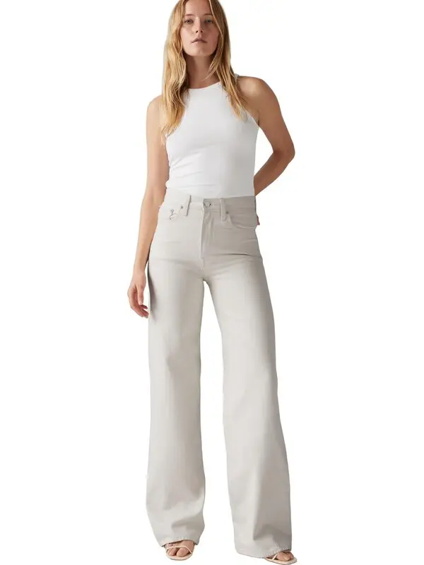 LEVI'S Ribcage Wide Leg Linen Trousers - Grey