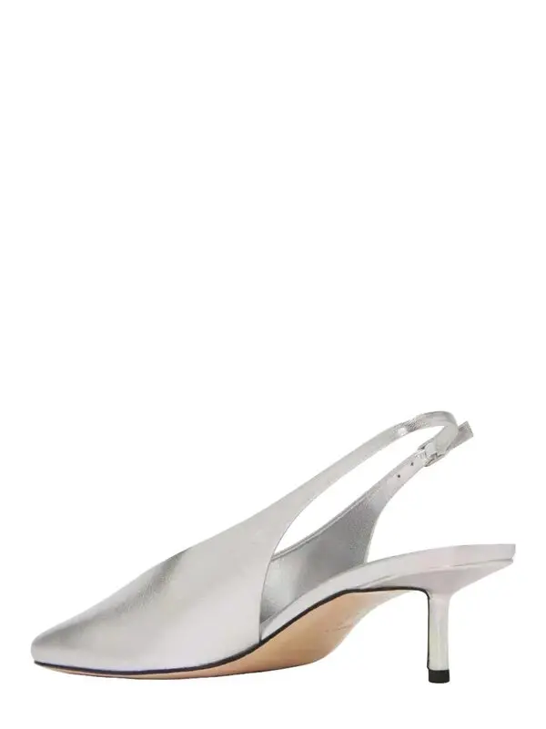 Studio Amelia 50mm Sierra Square-toe Slingback Heeled Pumps - Silver