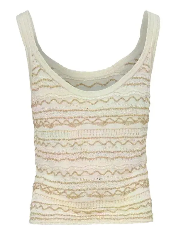Ulla Johnson Clotilde Zigzag Knit Tank Top - Neutrals