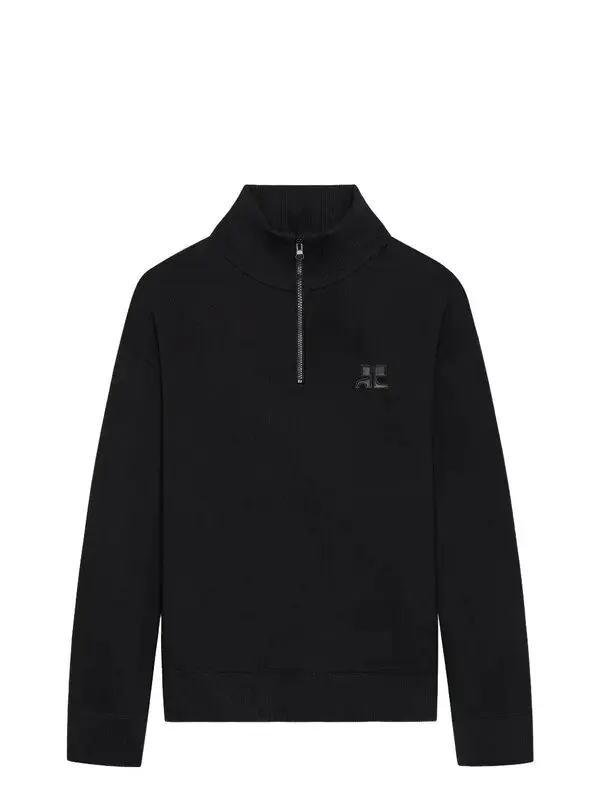 COURREGES Zipped Logo-patch Sweatshirt - Black