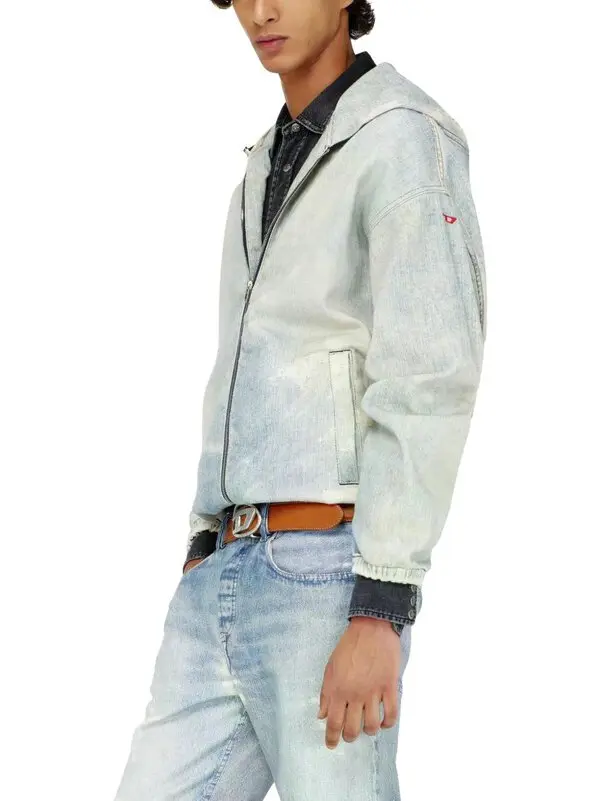 DIESEL® Joggjeans Hooded Jacket With Trompe L’oeil Print - Blue