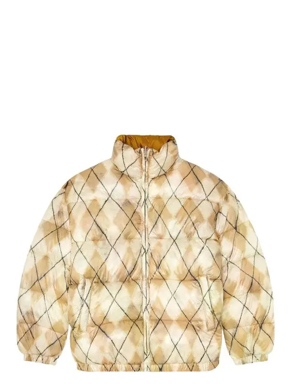 DIESEL® Reversible Puffer Jacket With Argyle Print - Neutrals