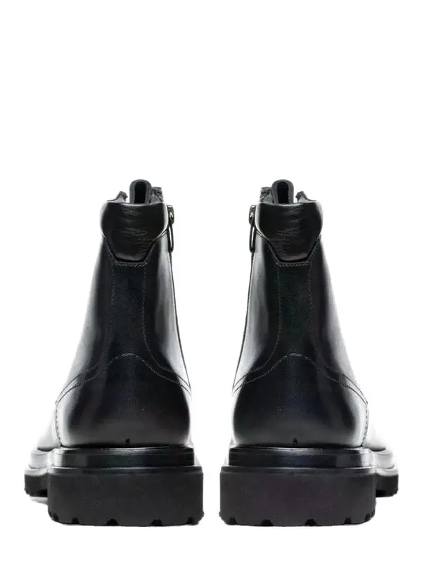 POCHE PARIS Leather Lace-up Ankle Boots - Black