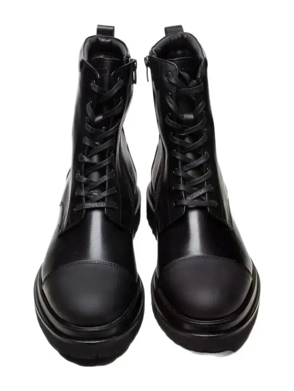 POCHE PARIS Lace-up Panelled Ankle Boots - Black
