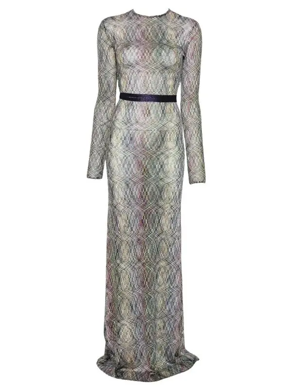 Missoni Zigzag Knit Open-back Maxi Dress - Grey